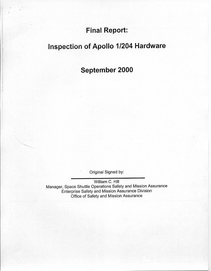 Clavius: Bibliography - william hill's apollo 1 report